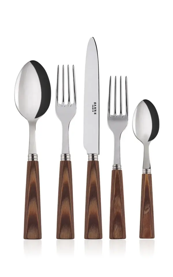 SABRE Nature Light Wood Five-piece Silverware Set - Brown