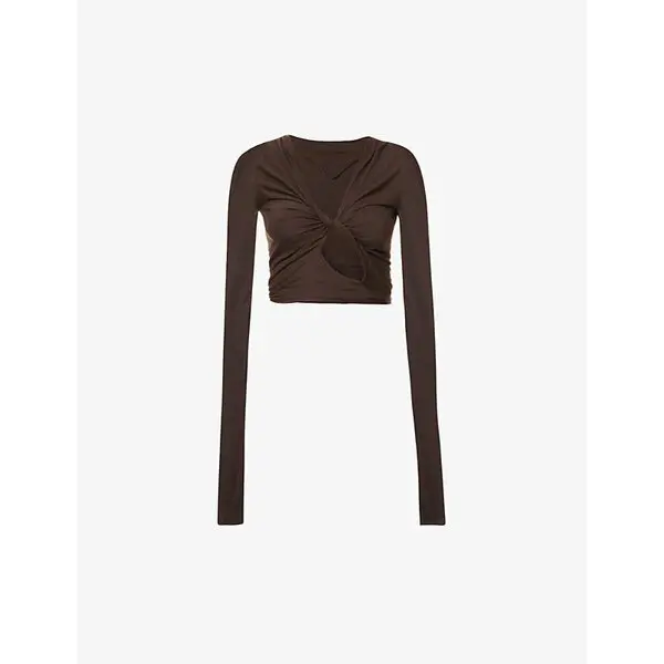 Rick Owens Lillies Jade Cut-out Woven Top - Rasin | Editorialist