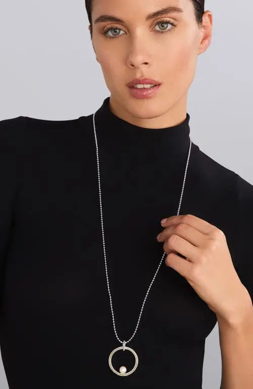 Lagos Open Circle Pearl Pendant Necklace