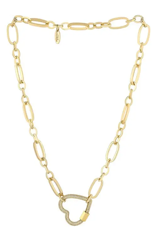 Ettika Crystal Pavé Heart Clasp Chain Necklace