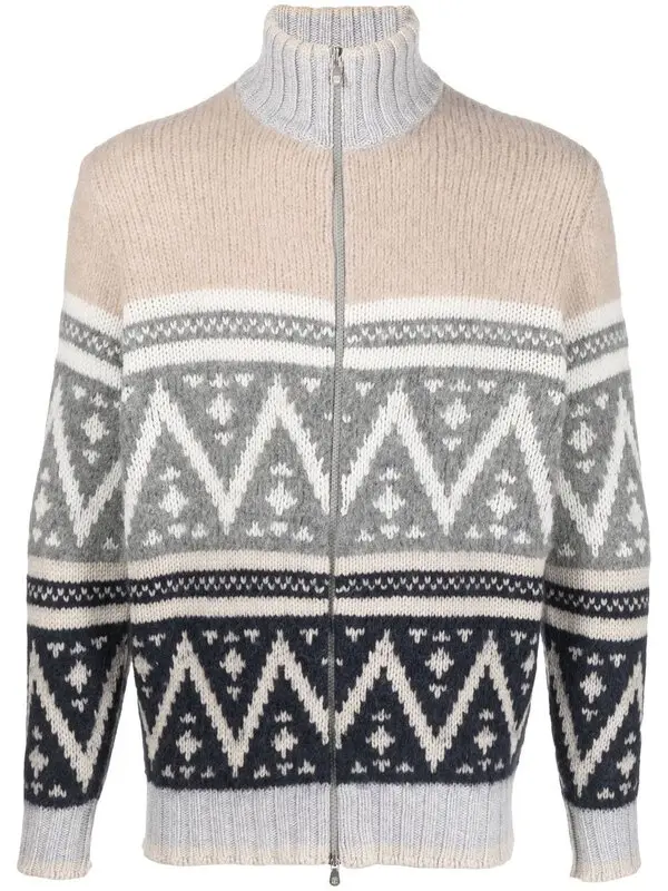 Brunello Cucinelli Zig-zag Intarsia-knit Wool Jumper