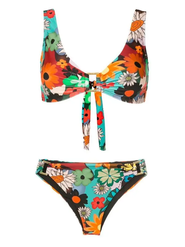 AMIR SLAMA Floral-print Tie-fastened Bikini