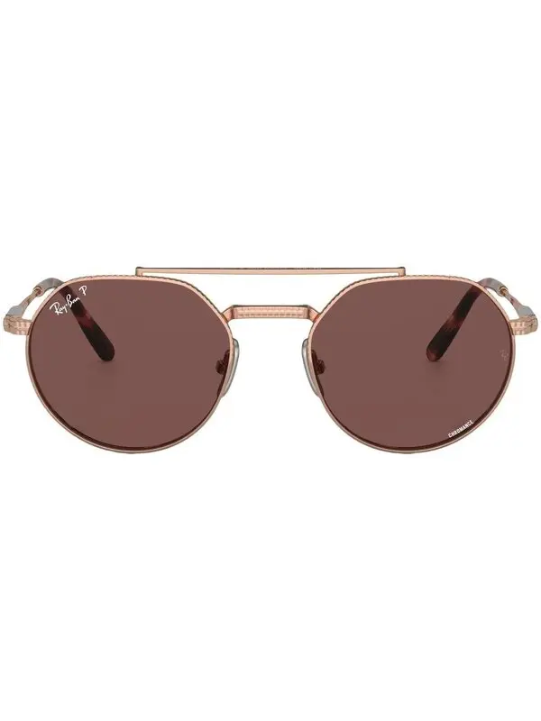 Ray-ban Jack Titanium Round-frame Sunglasses - Gold