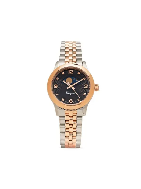 Ferragamo Duo Moonphase 28mm In Gold 50% Off Editorialist