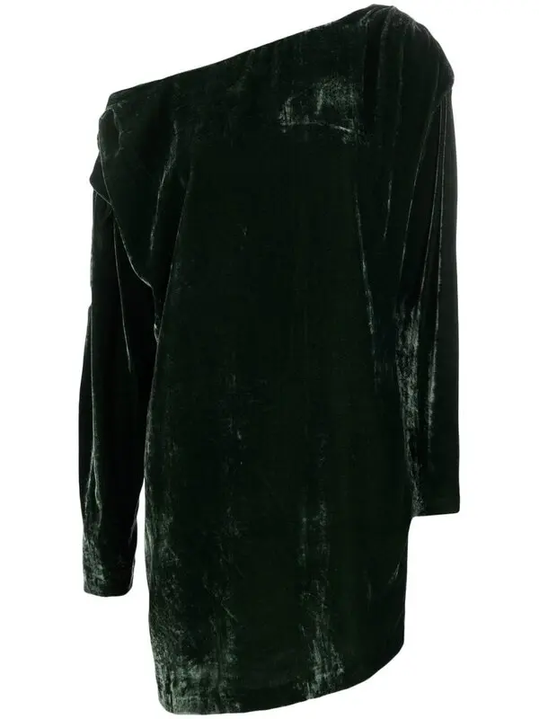 Semicouture One-Shoulder Velvet Mini Dress In Green - 38% Off | Editorialist
