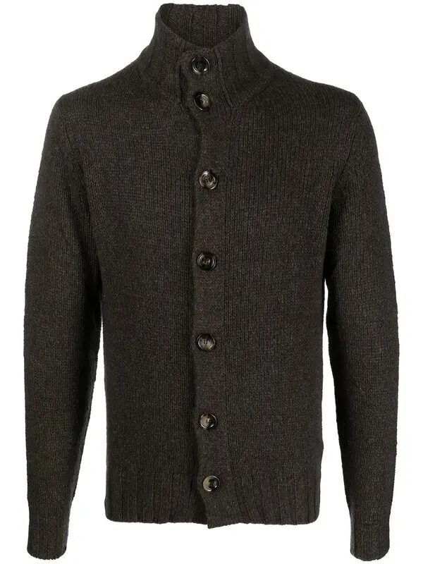 DELL'OGLIO Stand-collar Button-front Cardigan