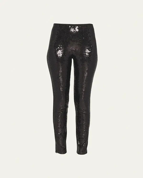 Giorgio Armani Sequin Ankle Leggings - Solid Black