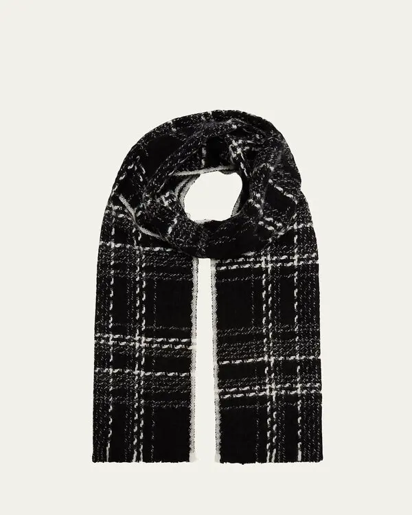 Gorski Cashmere Frayed Scarf - Black / White