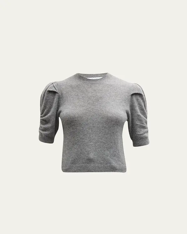 FRAME Ruched Sleeve Cashmere-wool Sweater - Gray