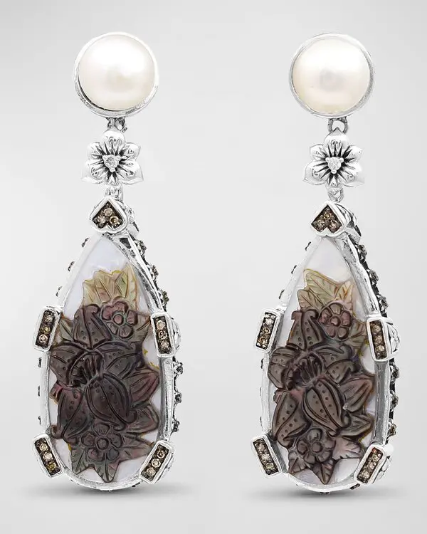Stephen Dweck Mother-of-pearl Drop Earrings With Diamonds
