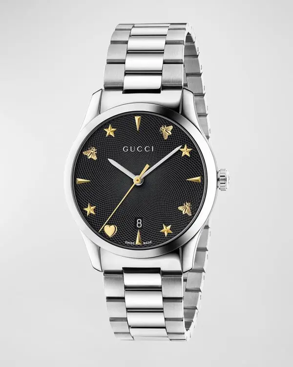 Gucci 38mm G-timeless Stainless Steel Bracelet Watch - Black