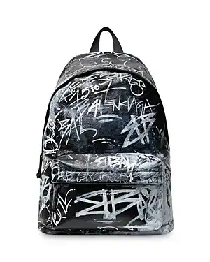 Balenciaga Explorer Graffiti Print Backpack In Black 30% Off