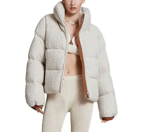 Nicole Benisti Kensington Cable Knit Puffer Jacket In Oat - 37