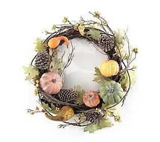SAFAVIEH Faux 24' Oak Leak Wreath W/ Pumpkins