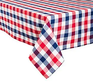 DESIGN IMPORTS Red, White & Blue Check Tableclo Th 60' X 84