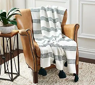HOUSE NO. 9 BY HOME LOVE 100% Cotton Woven Throw W/tassels