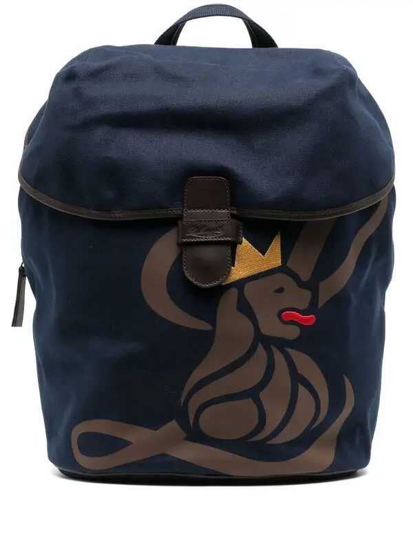LEATHERSMITH OF LONDON Lion-print Backpack - Blue