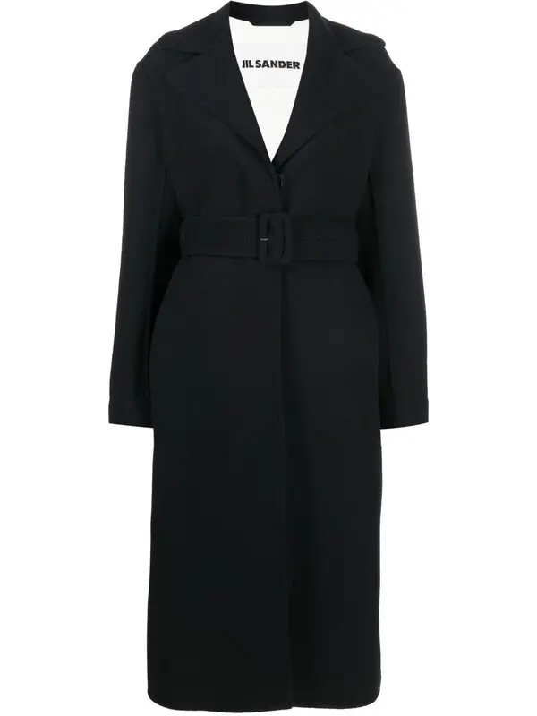 JIL SANDER Long-sleeve Belted Wool Coat