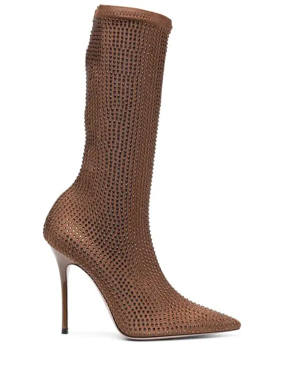 GEDEBE Logan 115mm Crystal-embellished Boots - Brown