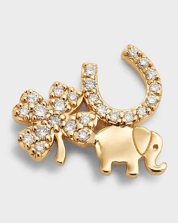 SYDNEY EVAN 14k Gold Diamond Elephant Stud Earring