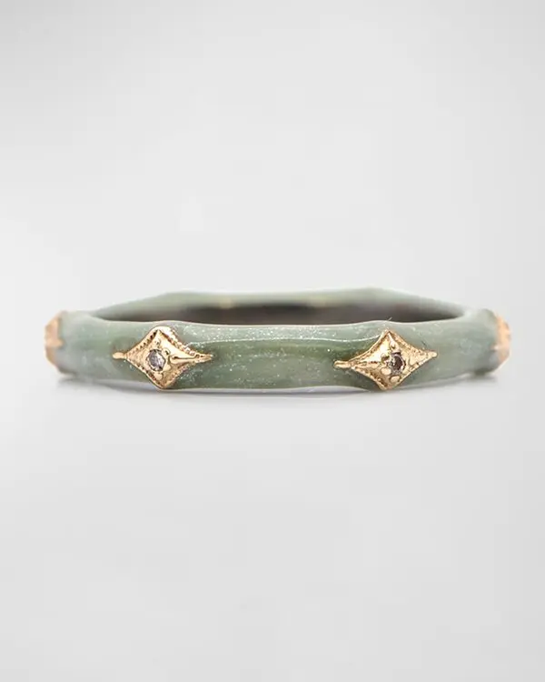 Buy Armenta Green Enamel Stack Band W/ Diamonds - Jade At 51% Off ...