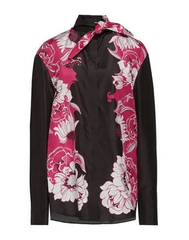 Valentino Garavani Floral Print Silk Bow Shirt - Brown