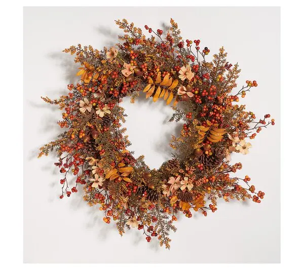SAFAVIEH Faux 32' Eucalyptus & Lotus Wreath Wit H Pine Cones