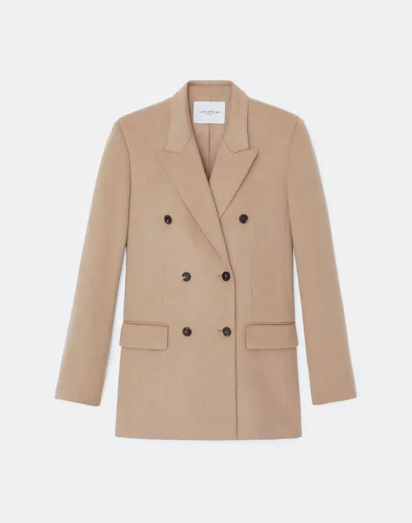 Lafayette 148 New York Hair Double-breasted Trinity Blazer - Camel