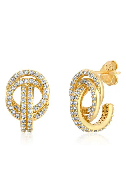 CRISLU Pavé Huggie Hoop Earrings - Gold