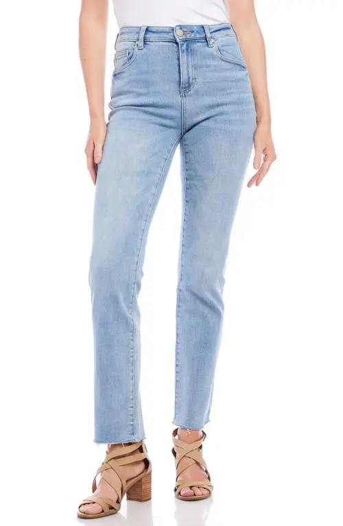 Karen Kane Raw Hem Straight Leg Jeans - Light Blue