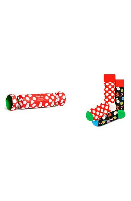 Happy Socks Polka Dot Snowman Cotton Blend Crew Socks