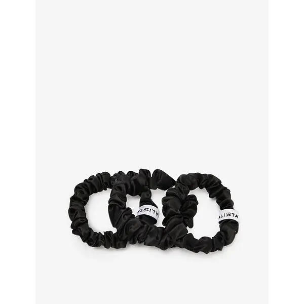 MINIMALISTA Small Silk Scrunchies Set Of Three - Noir