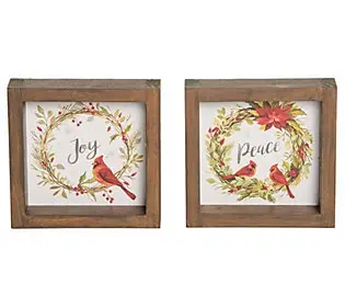 C&F HOME Cardinal Wreath Christmas Table Center Pieces Set Of 2