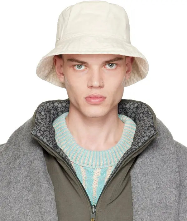 Buy Acne Studios Off-white Embroidered Bucket Hat - Ae9 Ecru Beige At ...
