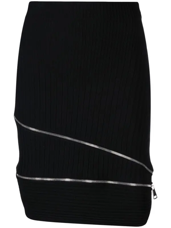 ANDREĀDAMO Zip-detail Knitted Skirt - Black