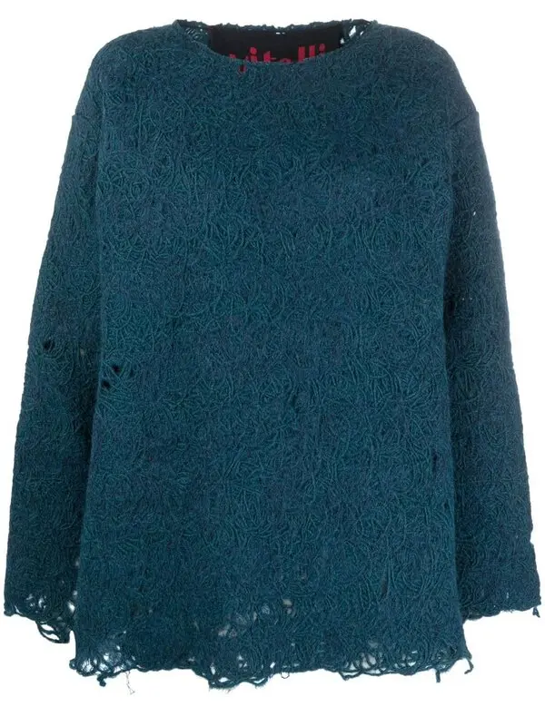 VITELLI Distressed-effect Knit Jumper - Blue