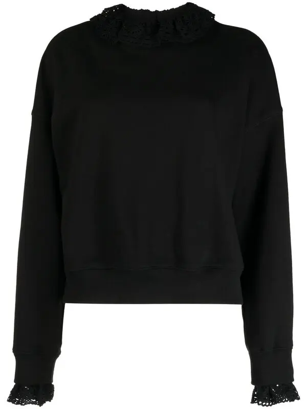 Goen.j Crochet Collar Sweatshirt - Black