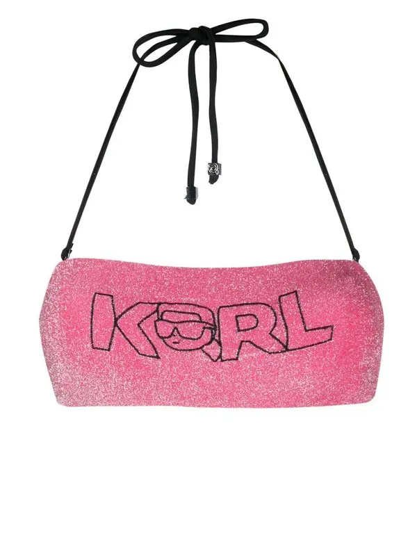 Karl Lagerfeld Ikon 2.0 Lurex Bandeau Bikini Top