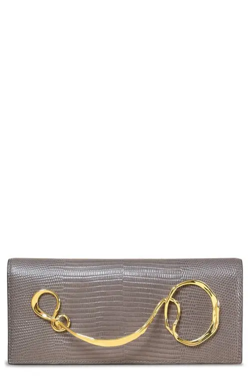 Alexis Bittar Twisted Side Handle Leather Clutch - Taupe