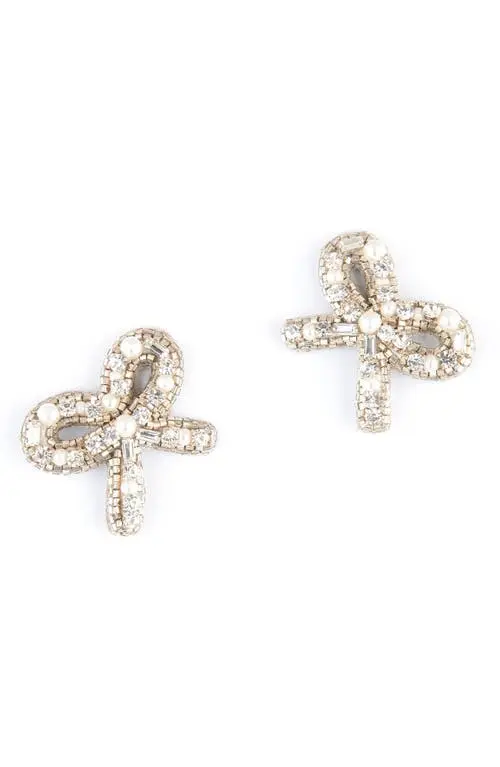 Deepa Gurnani Elsa Bow Earrings - Silver