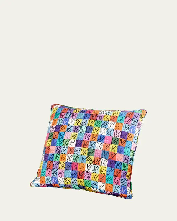 HUNT SLONEM Rabbit Cotton Pillow - Multi