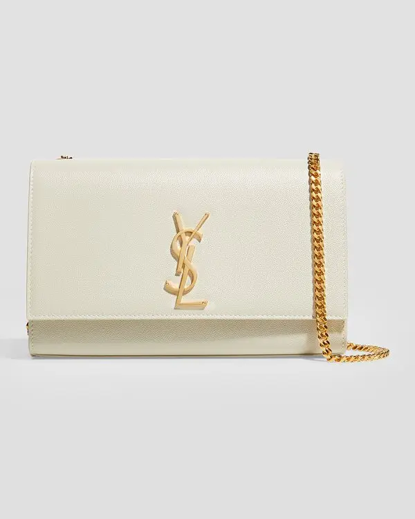 Saint Laurent Kate Medium Shoulder Bag In Grained Leather - White