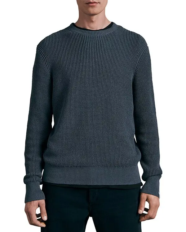 Rag & Bone Icons Dexter Waffle Crewneck Sweater - Slate
