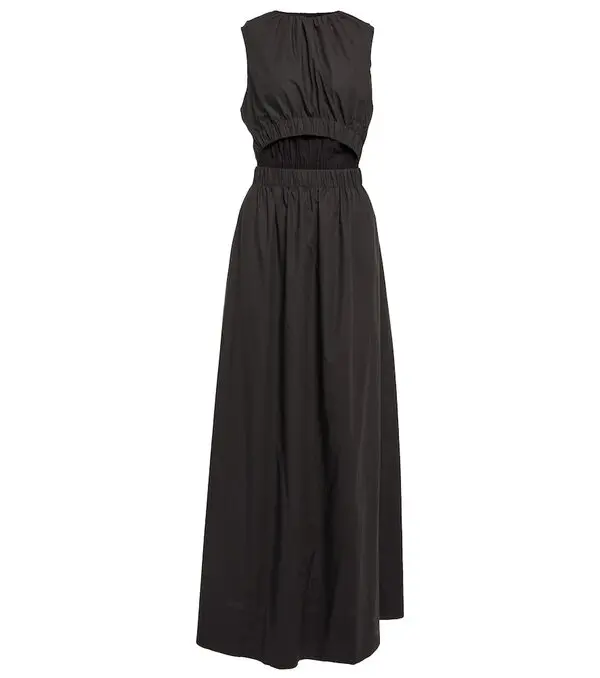 Sir. Dion Cutout Cotton Poplin Maxi Dress In Black - 40% Off | Editorialist