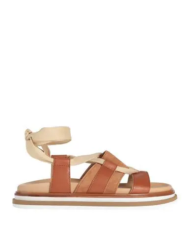 Hogan Leather Lace-up Sandals - Brown