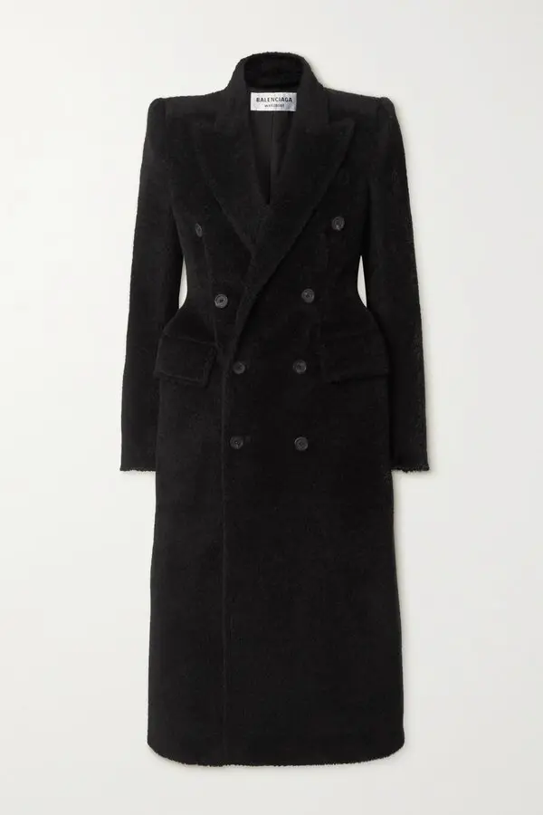 Balenciaga Hourglass Double-breasted Wool-blend Twill Coat - Black