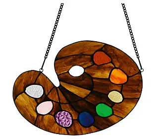 RIVER OF GOODS 8.5'h Painter's Palette Stained Lass