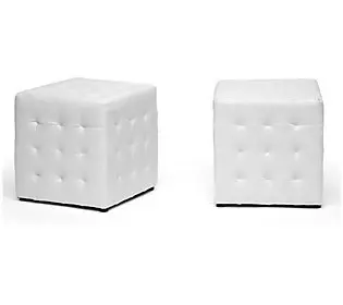 BAXTON STUDIO Siskal Modern Cube Ottoman Set Of 2