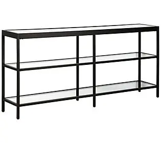 HUDSON&CANAL Hudson & Canal 64' Console Table With Tempered Glass Shelves
