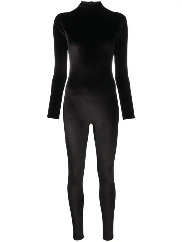 ATU BODY COUTURE Long-sleeve Velvet Jumpsuit - Black